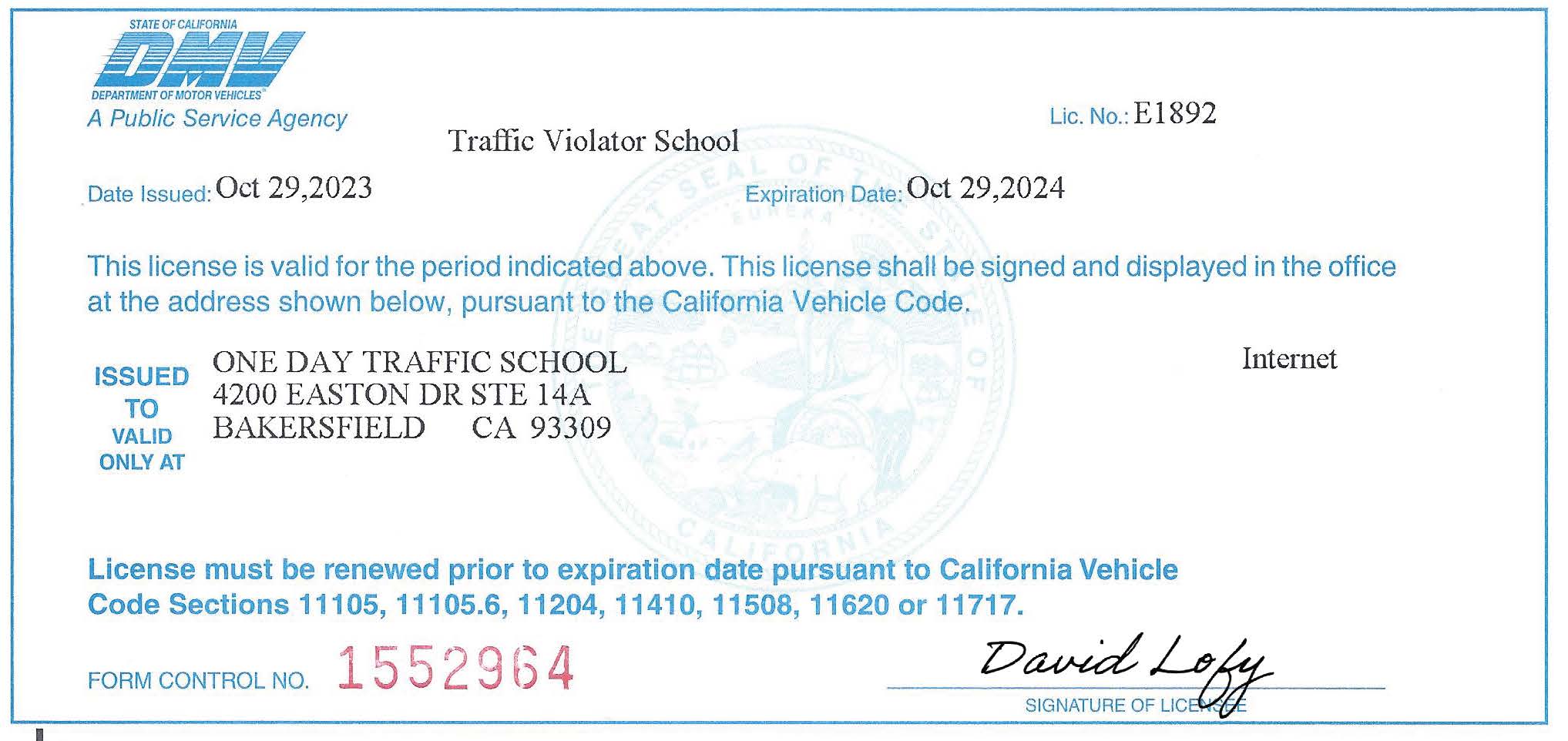 California DMV Licensed Traffic School